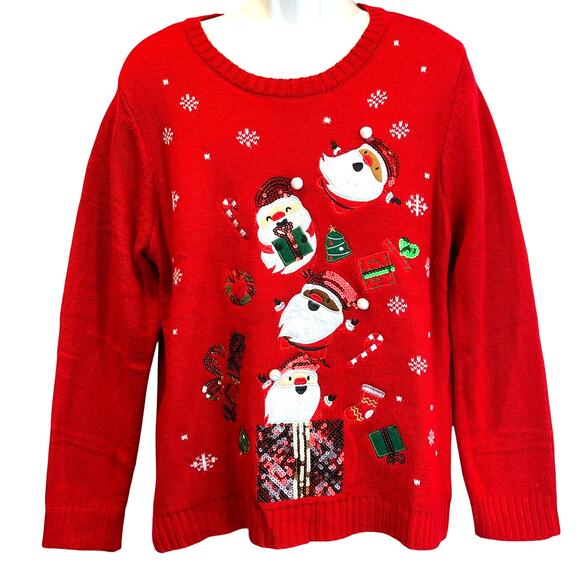 Holiday Lane | Sweaters | Holiday Lane Silly Santa Sprites Embellished ...